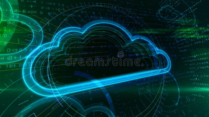 Cloud Symbol on Cyber Background Stock Illustration - Illustration of ...
