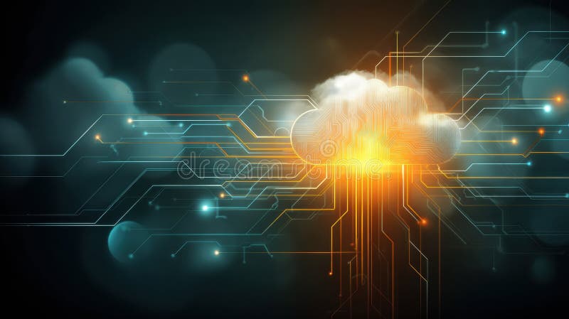 Cloud Symbol with Glowing Brain Core and Circuits Showcasing Advanced ...
