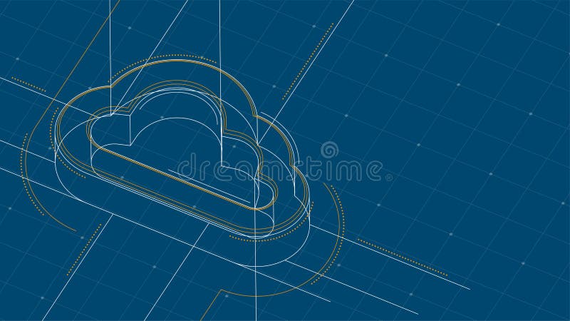 Cloud Symbol Isometric Symbol Dot and Dash Line Frame Structure Pattern ...