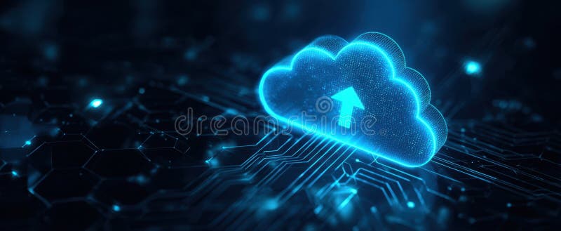 The Cloud Symbolizing Data Upload in a Futuristic Digital Environment ...