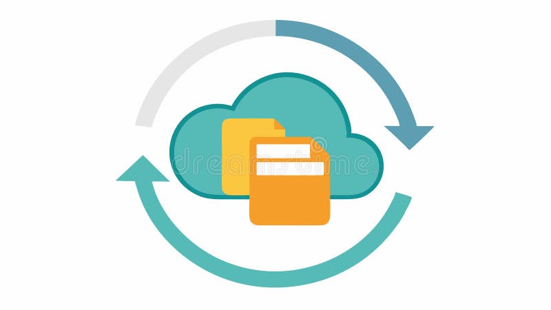 Cloud Sync a Circular Arrow Around a Cloud Icon with Small Files Orbiting it Indicating that ...