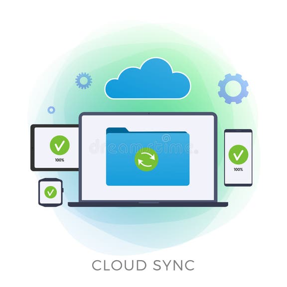 Cloud Sync Flat Vector Icon. Personal Data Backup, Cloud Computing Storage Network Connected and ...