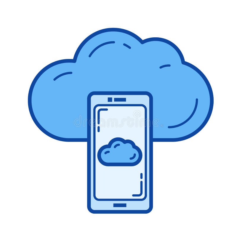 Cloud sync line icon. stock vector. Illustration of database - 100293985