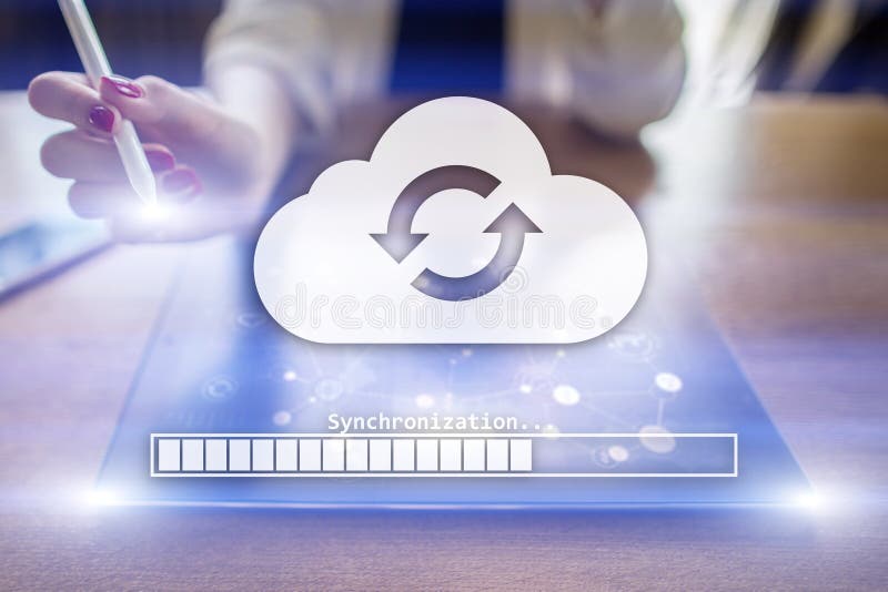 Data Synchronization With The Cloud Storage Stock Illustration