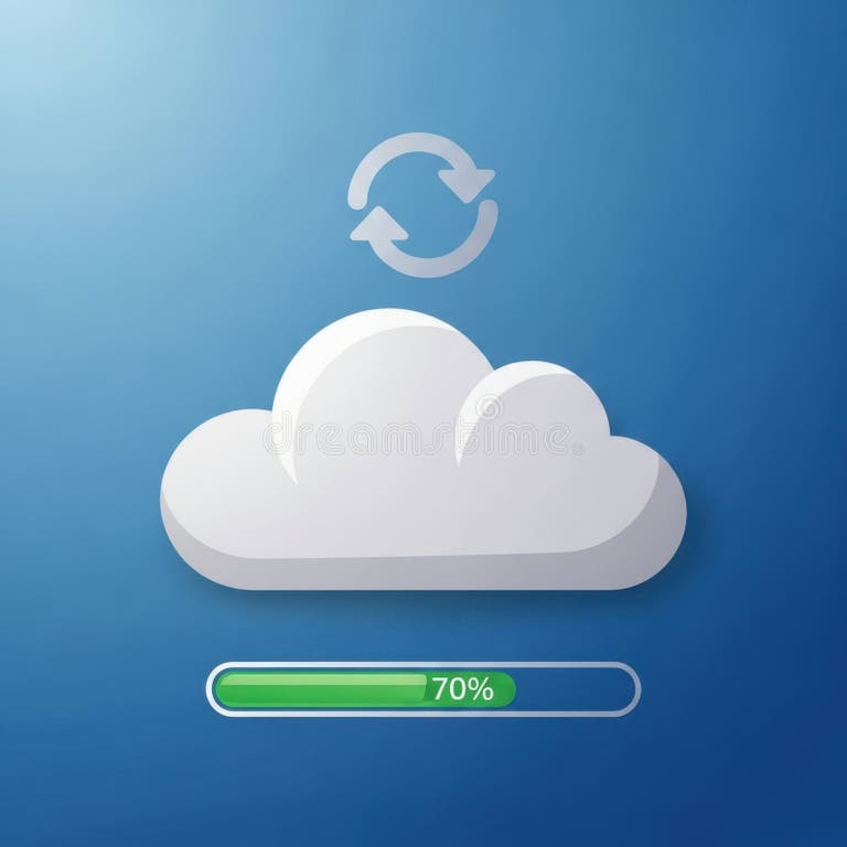 Cloud Syncing Progress Icon with Loading Bar and Refresh Symbol ...