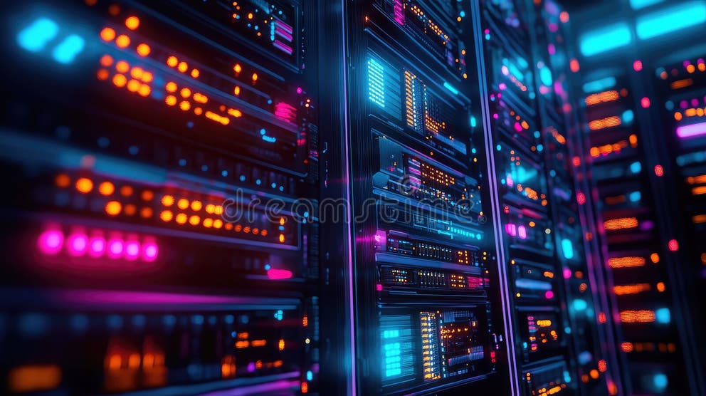 Cloud syncing server rack stock illustration. Illustration of latency - 402505301