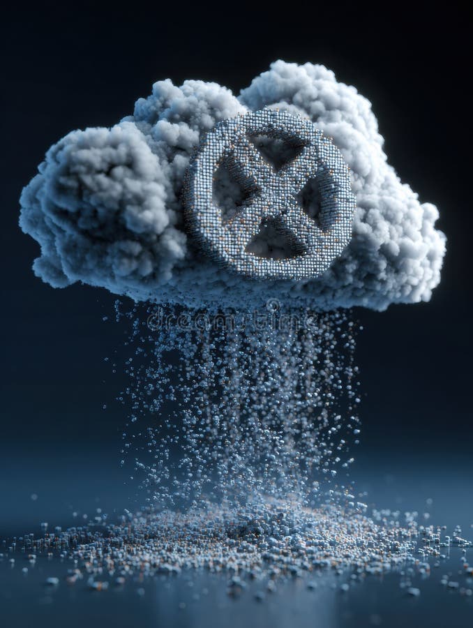 Cloud System Error Symbol Dissolving into Particles with a Soft Upper ...