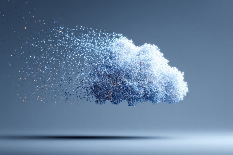 Cloud System Error Symbol Transforming into Particles and Dissolving in a Soft Upper Margin ...