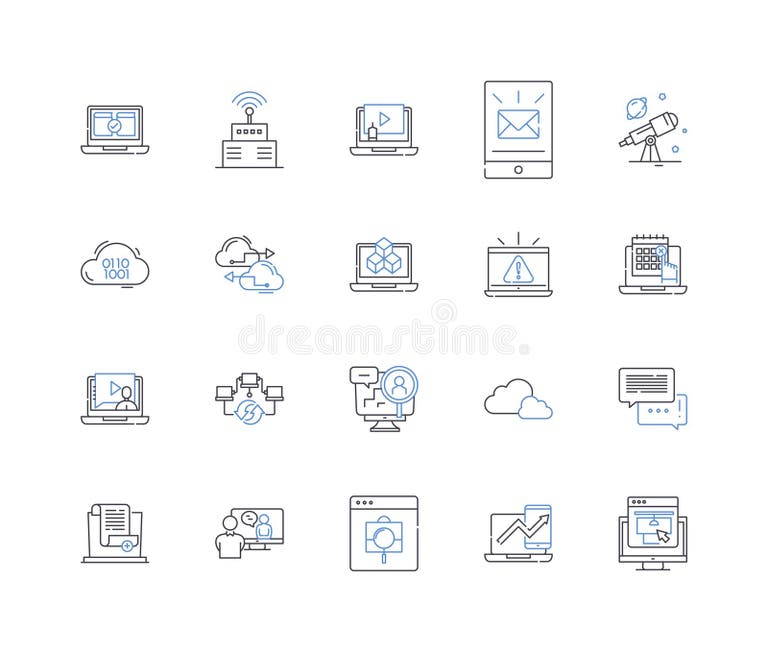 Cloud System Line Icons Collection. Virtualization, Storage ...