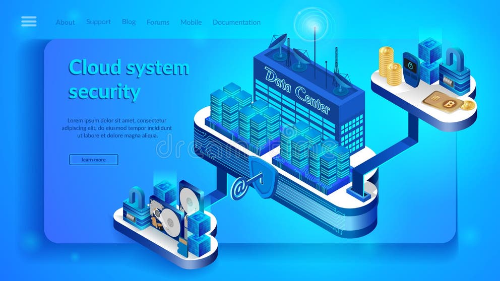 Cloud Data Center Security Service Vector Website Stock Vector ...
