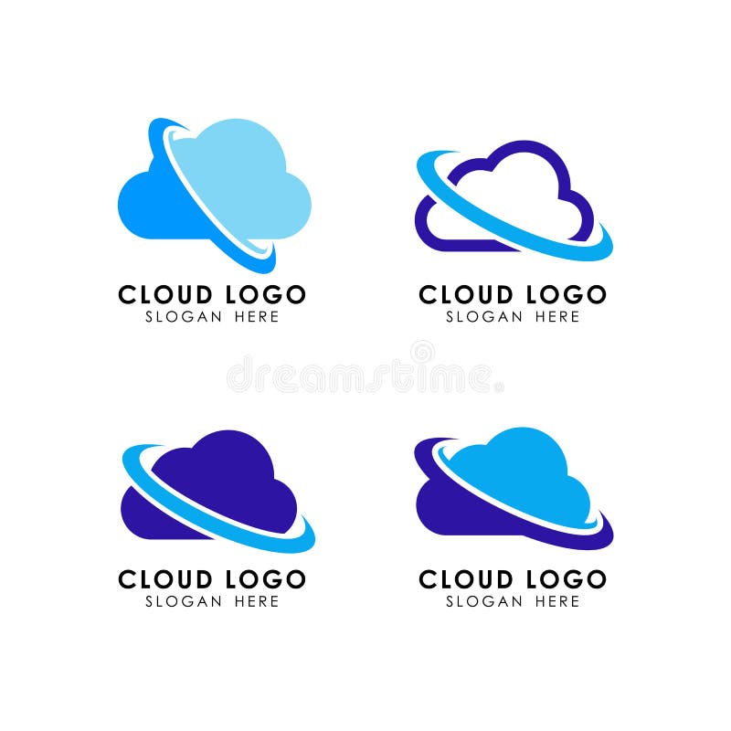 Cloud Tech Logo Design in Blue Color Stock Vector - Illustration of ...