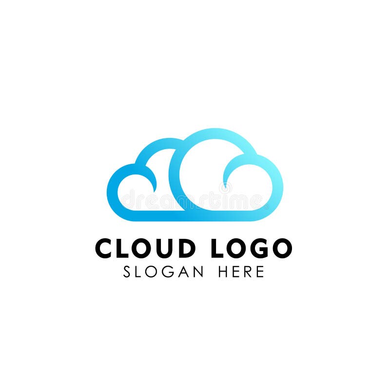 Cloud Tech Logo Design in Line Art Style. Cloud Logo Design Vector Icon ...