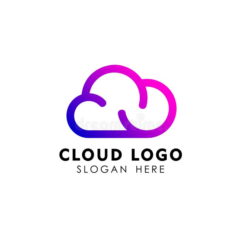 Cloud Tech Logo Design in Line Art Style. Cloud Logo Design Vector ...