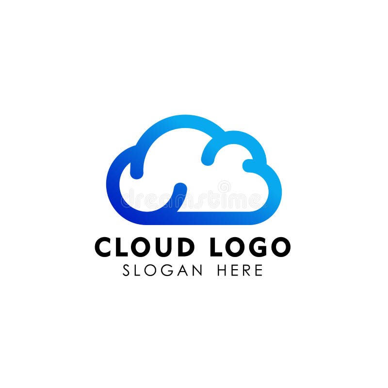 Cloud Tech Logo Design in Line Art Style. Cloud Logo Design Vector Stock Vector - Illustration ...