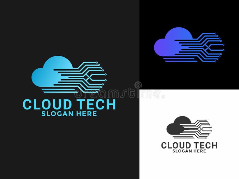 Cloud Tech Logo Design Vector, Cloud with Circuit Network Vector ...