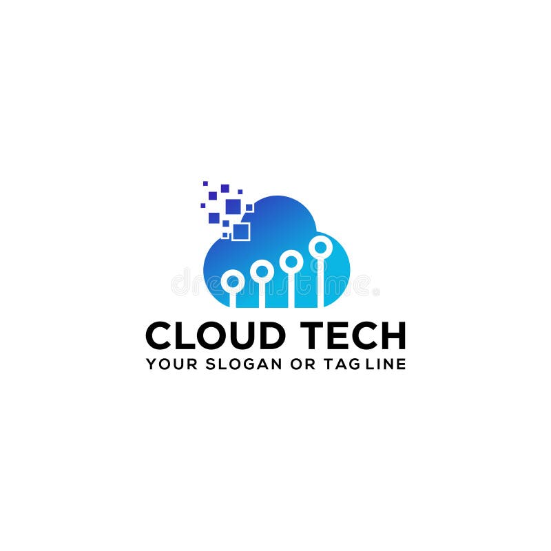 Cloud Tech Logo Design Vector Stock Vector - Illustration of blue ...