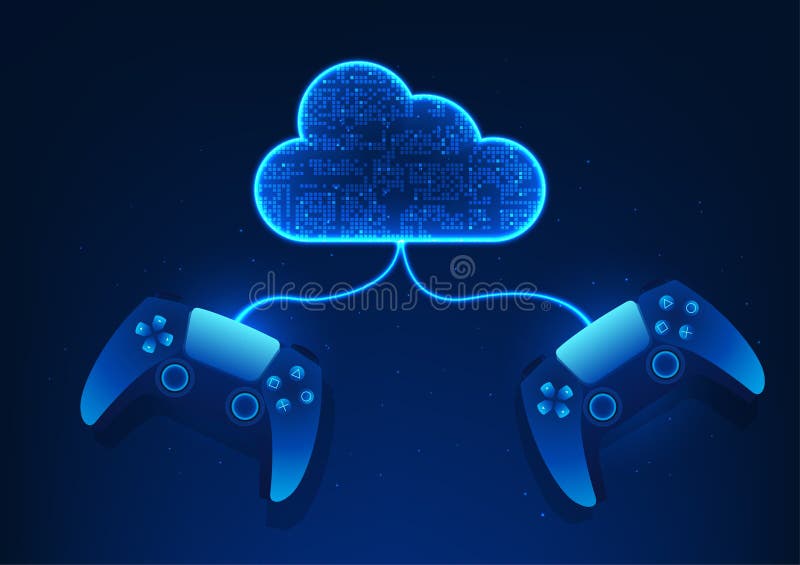 Cloud Technology Background Connected To a Gamepad or Cloud Gaming, a ...