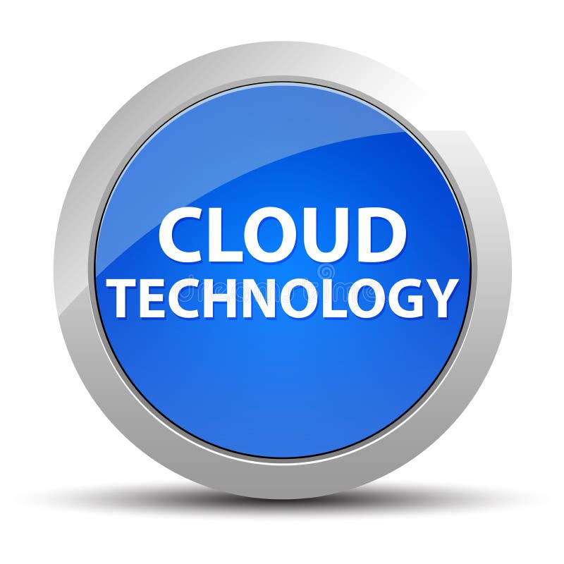 Cloud Technology Blue Round Button Stock Illustration - Illustration of ...