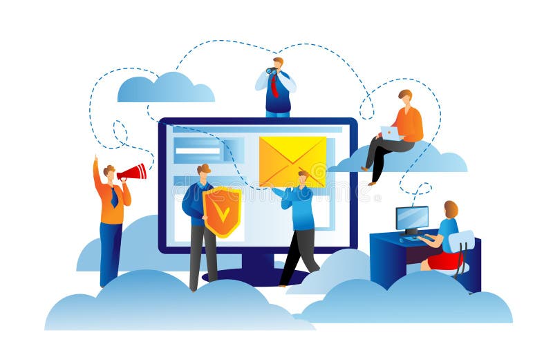 Cloud Technology at Computer, Network Business Server for Data Computing Concept Vector ...