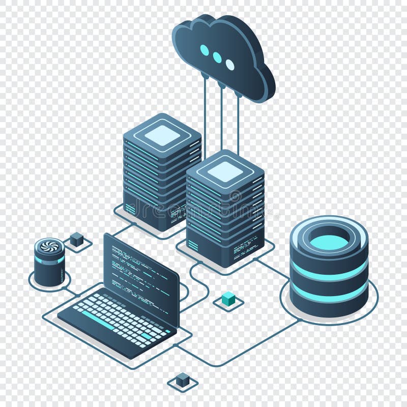 Cloud Technology Computing Concept. Modern Cloud Technology. Data Center Isometric Concept Stock ...