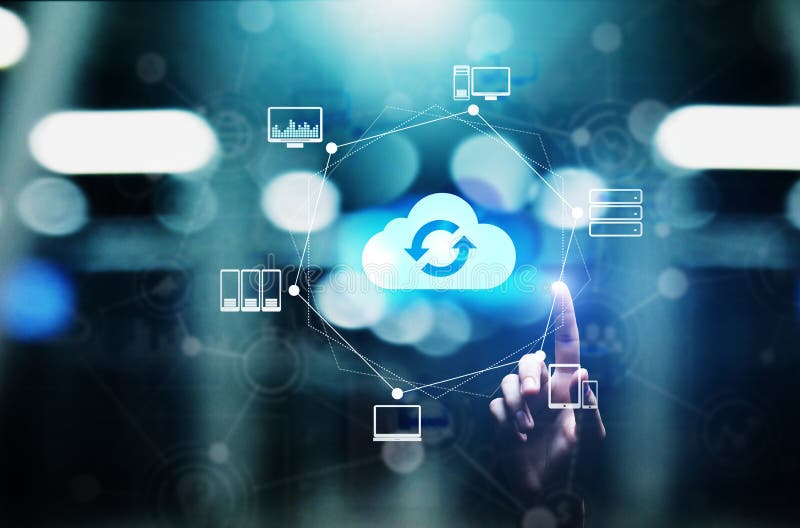 Cloud Technology Computing and Data Storage. Internet and Networking Concept on Virtual Screen ...