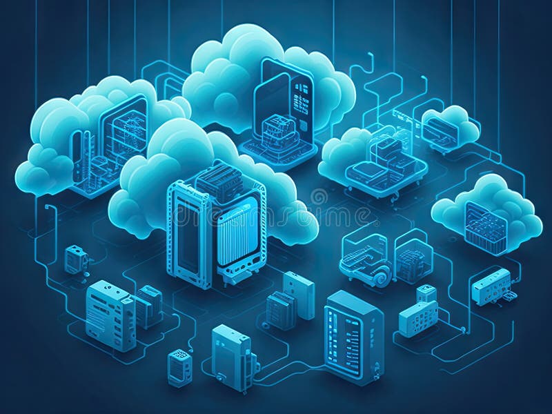Cloud Technology Computing Devices. Ai Generative Stock Illustration ...