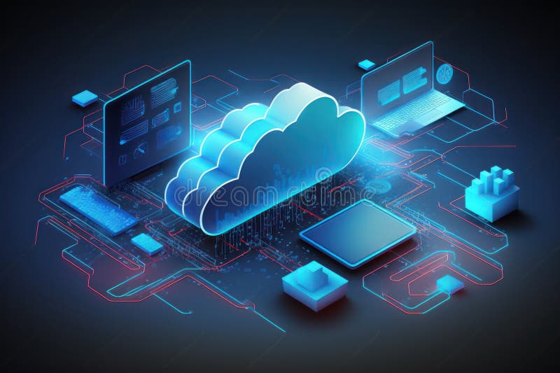 Cloud Technology. Cloud Computing. Devices Connected To Digital Storage ...
