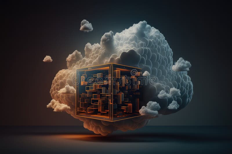 Cloud Technology Computing and Storage Big Data, Abstract Digital ...