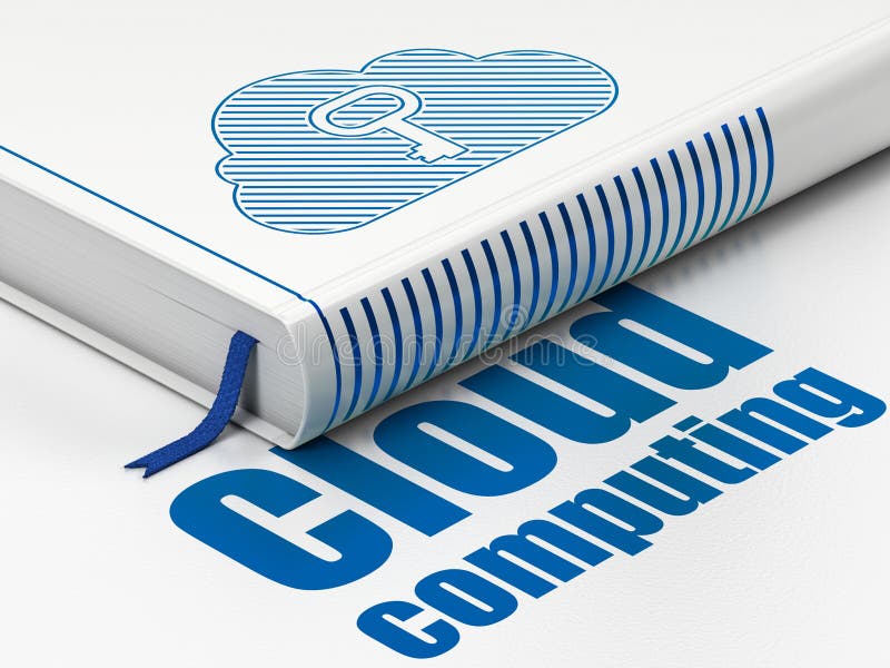 Cloud Technology Concept: Book Cloud with Key, Cloud Computing on White ...