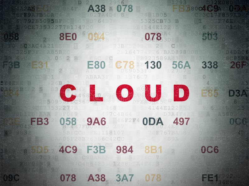 Cloud Technology Concept: Cloud on Digital Data Paper Background Stock Illustration ...