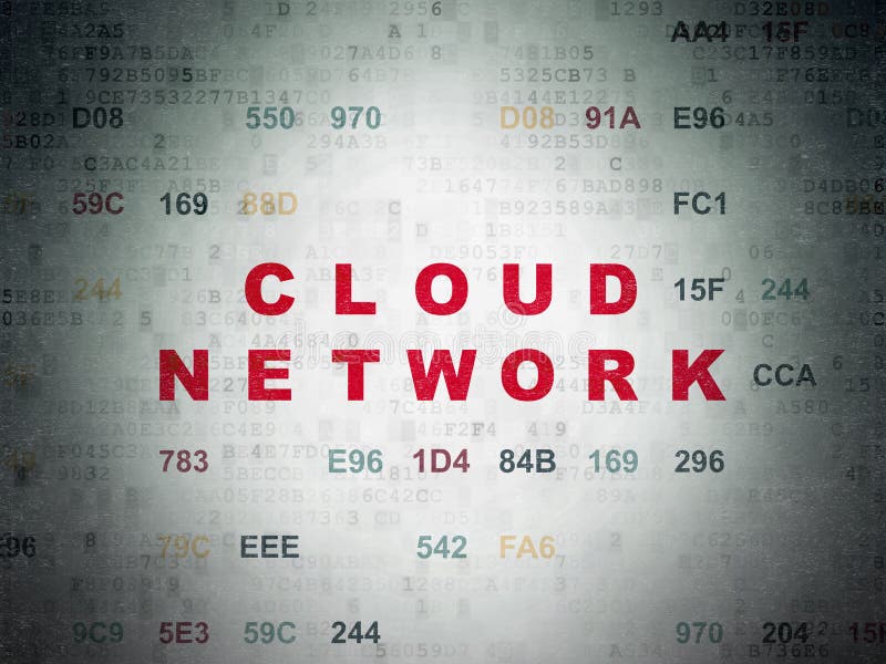 Cloud Technology Concept: Cloud Network on Digital Data Paper Background Stock Illustration ...