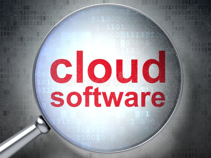 Cloud Technology Concept: Cloud Software with Optical Glass Stock ...