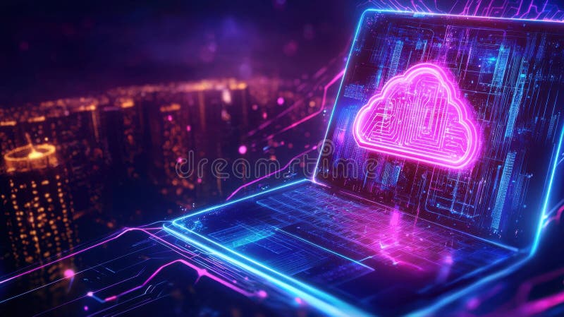Cloud Technology Concept. Data Center Concept. Laptop, Cloud ...