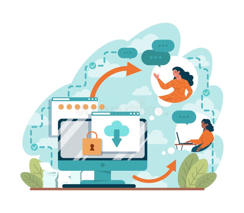 Cloud Technology Concept. Data Information Storage and Exchange Stock ...