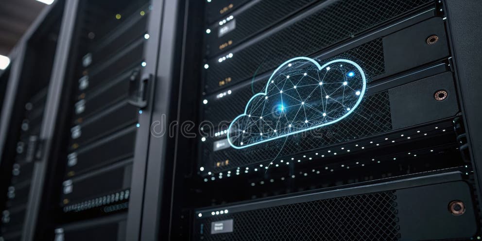 Cloud Technology Concept with Data Servers and Connection Network in ...