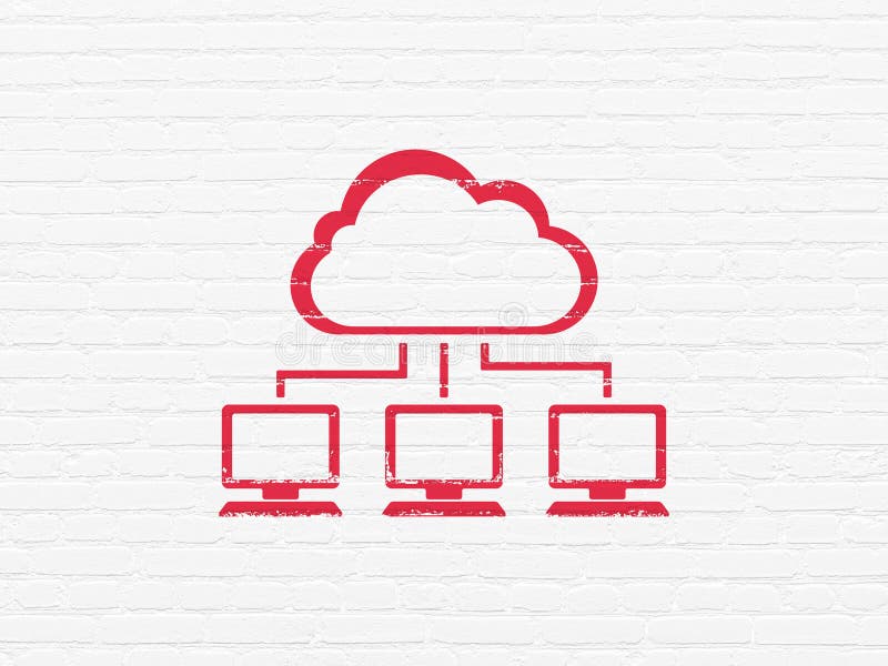 Cloud Technology Concept: Cloud Network on Wall Background Stock ...