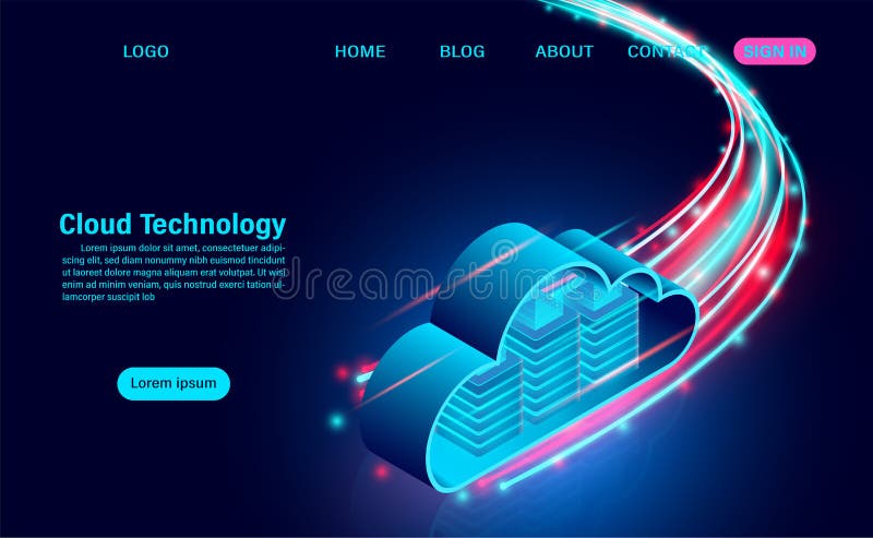 Cloud Computing Concept. Online Computing Technology Stock Vector - Illustration of ...