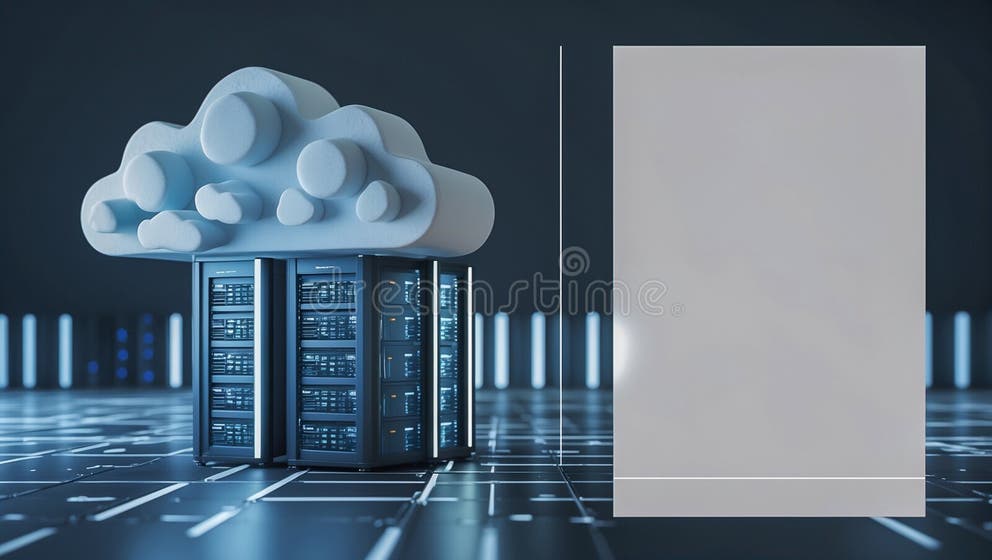 Cloud Technology Concept with Server and Digital Interface Stock ...