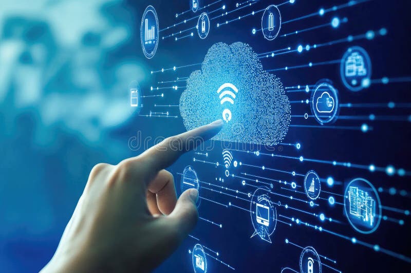 Cloud Technology Connects Users through Digital Networks and Wireless Communication in a Modern ...