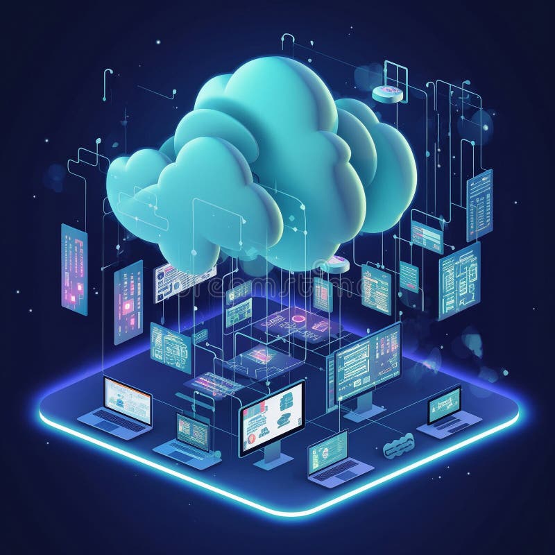 Cloud Technology, Data Exchange Stock Illustration - Illustration of ...