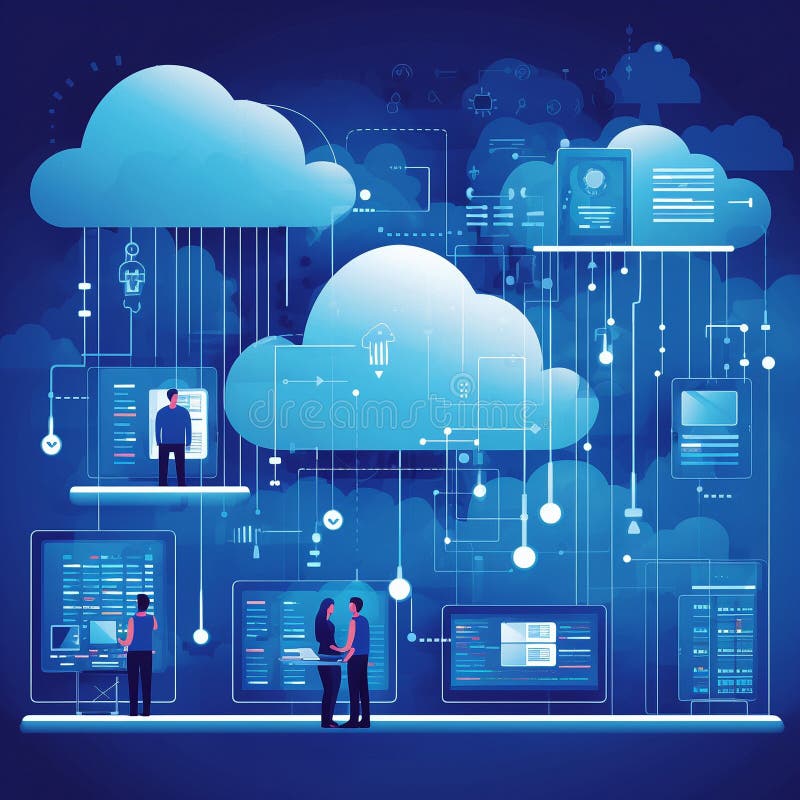 Cloud Technology, Data Exchange Stock Illustration - Illustration of ...