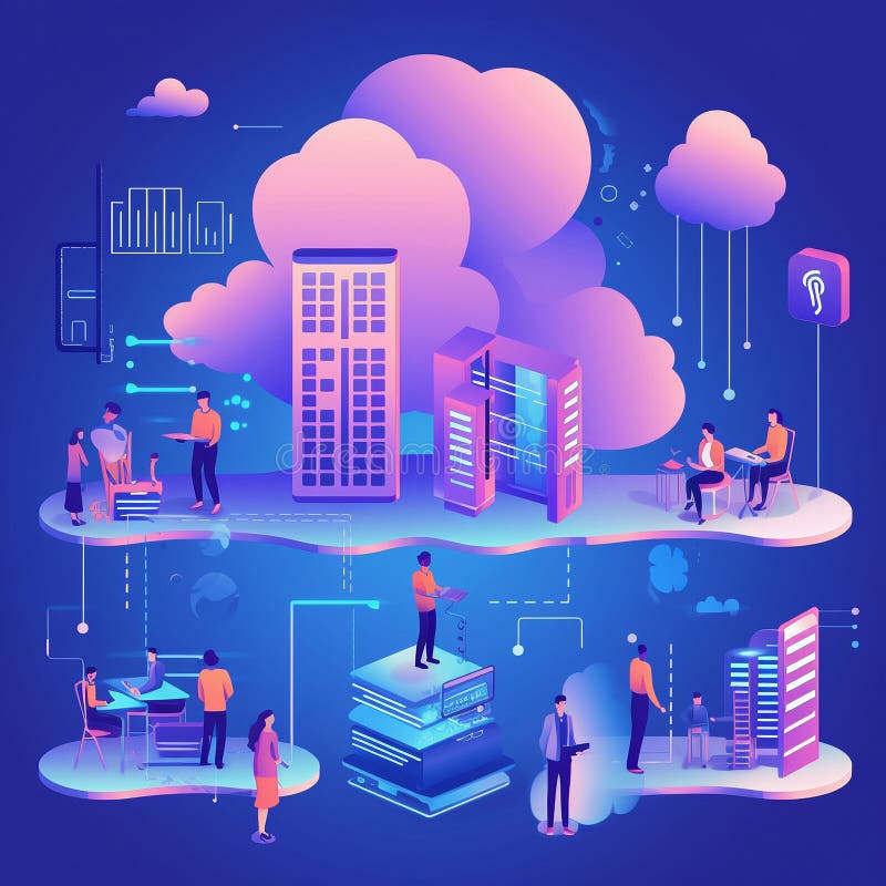 Cloud Technology, Data Exchange Stock Illustration - Illustration of ...