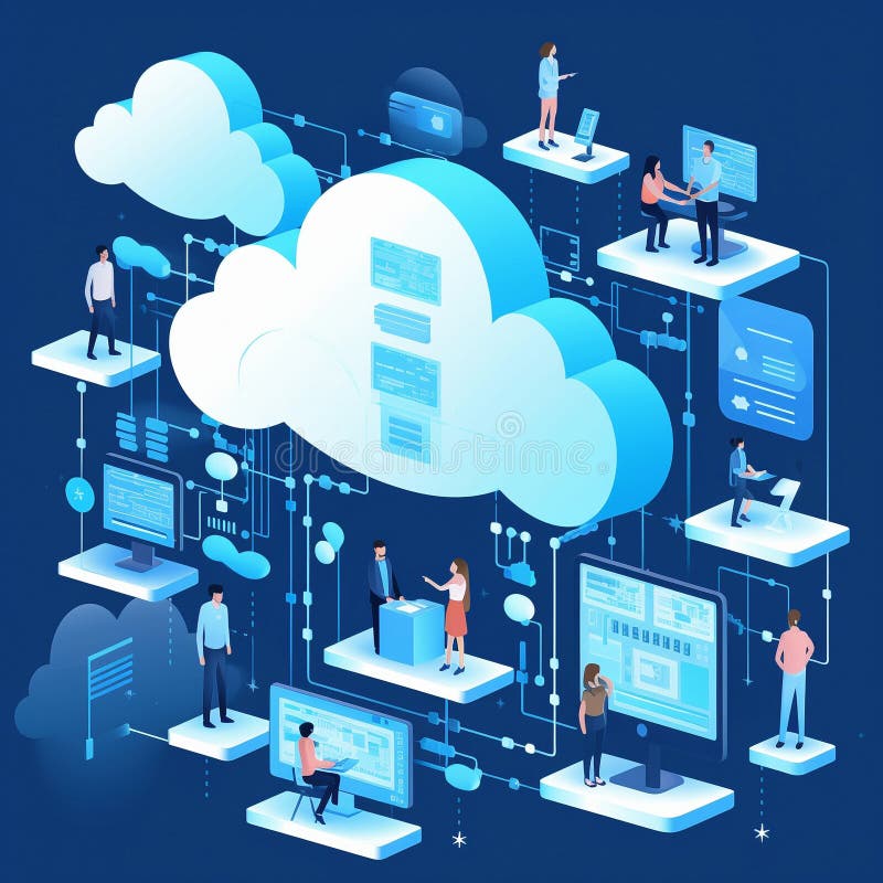 Cloud Technology, Data Exchange Stock Illustration - Illustration of ...