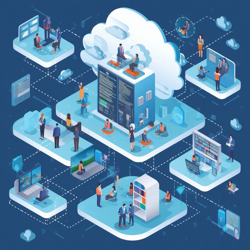 Cloud Technology, Data Exchange Stock Illustration - Illustration of ...