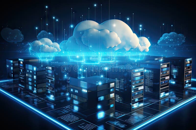 Cloud Technology, Data Network, Transfer Cloud Computing Digital Background, Generative AI ...