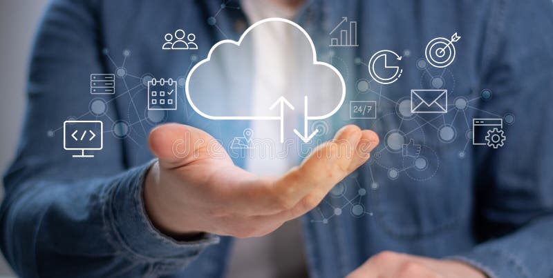 Cloud Technology and Data Storage Concept, Concept of Exchange Information and Data with ...