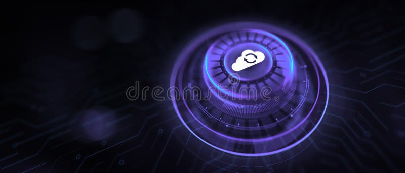 Cloud Technology Data Storage Concept. Virtual Button on Screen Stock ...
