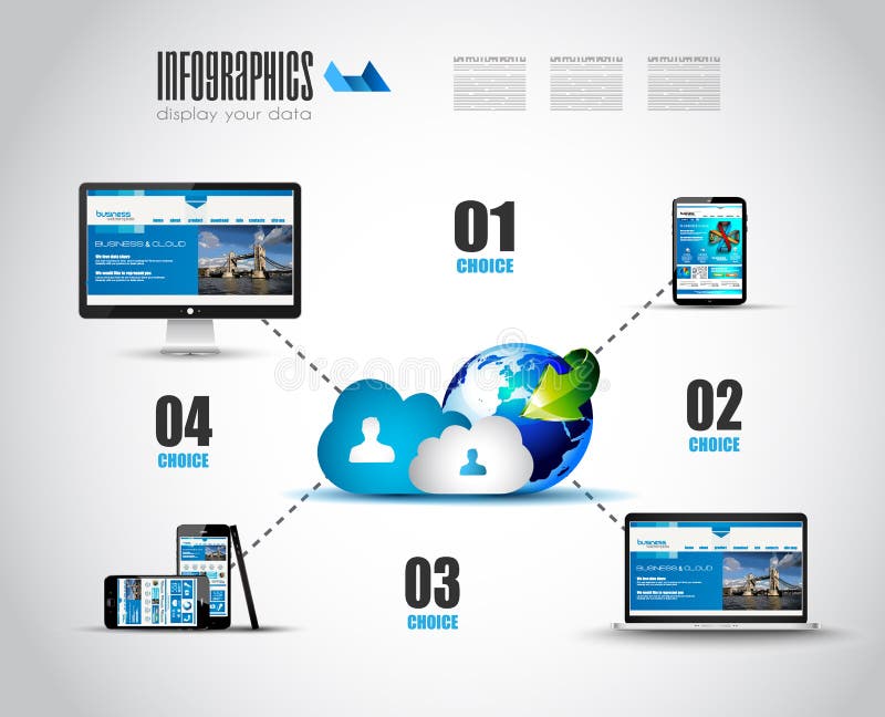 Cloud Technology Diagram with Infographics Stock Illustration ...