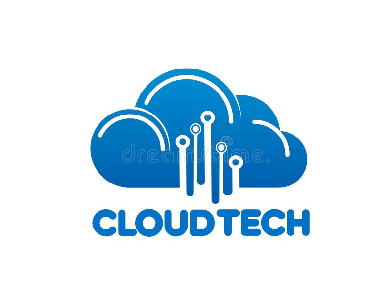 Cloud Technology Icon with Circuit Connections Stock Illustration ...
