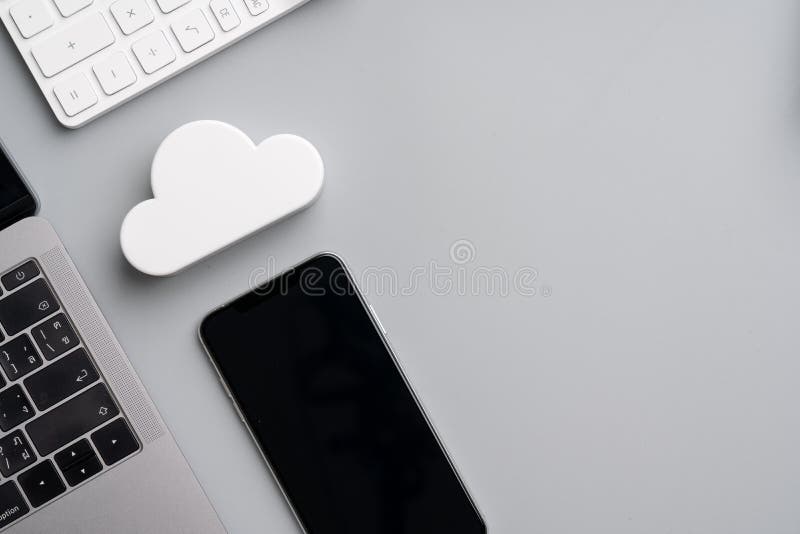 Cloud Technology Icon for Global Business Concept on a Desk from Top ...